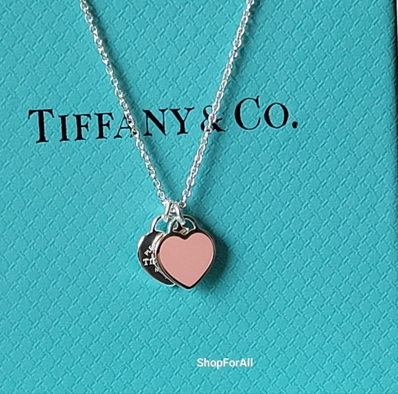 Tiffany & Co. | Jewelry | Tiffany Co Small Rtt Pink Enamel Double Heart ...